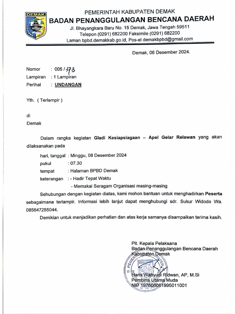 Undangan Apel Gelar Relawan New | PDF