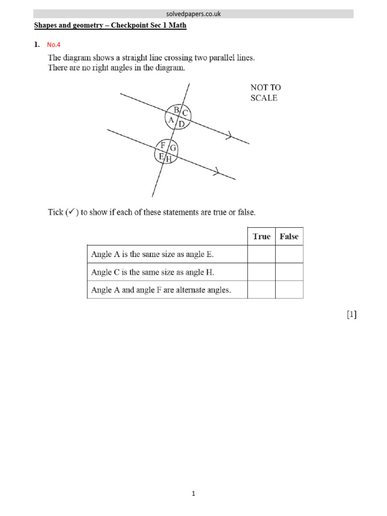 Geometry Checkpoint Math Solutions | PDF