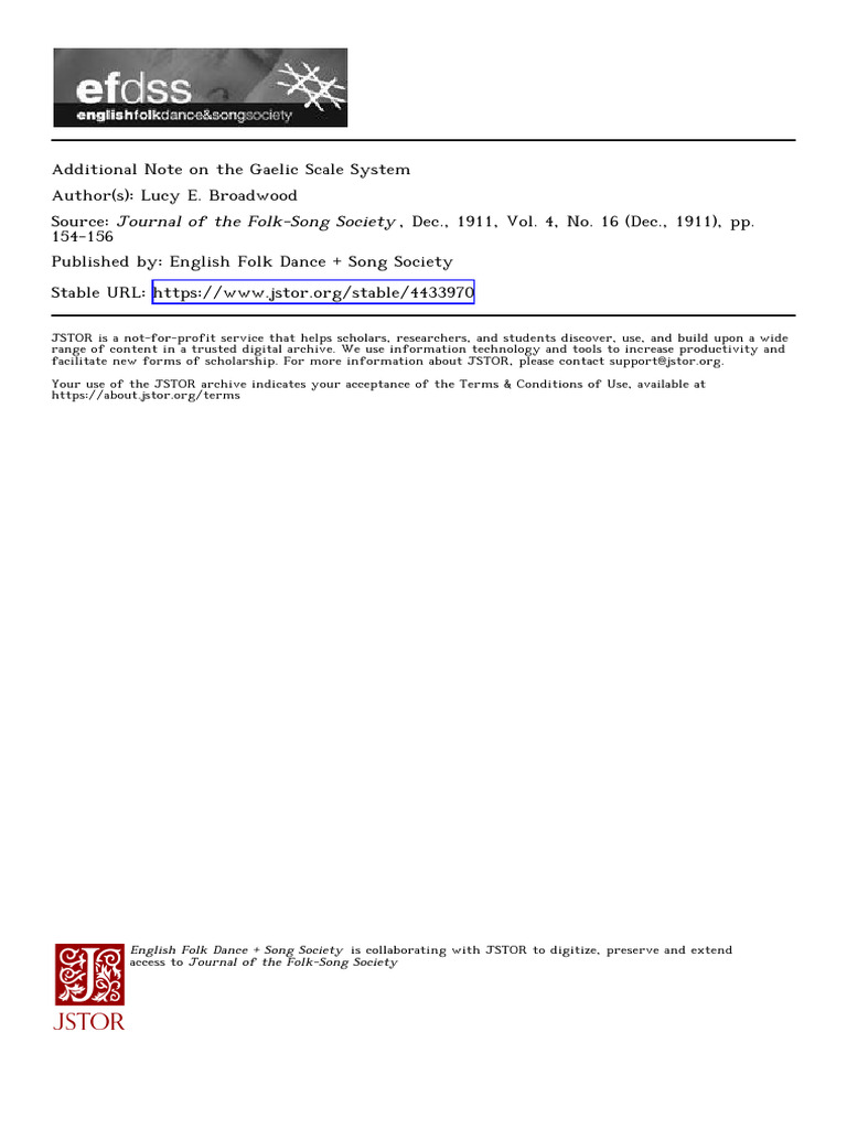 Broadwood - Additional Note On The Gaelic Scale System | PDF | Refrain ...