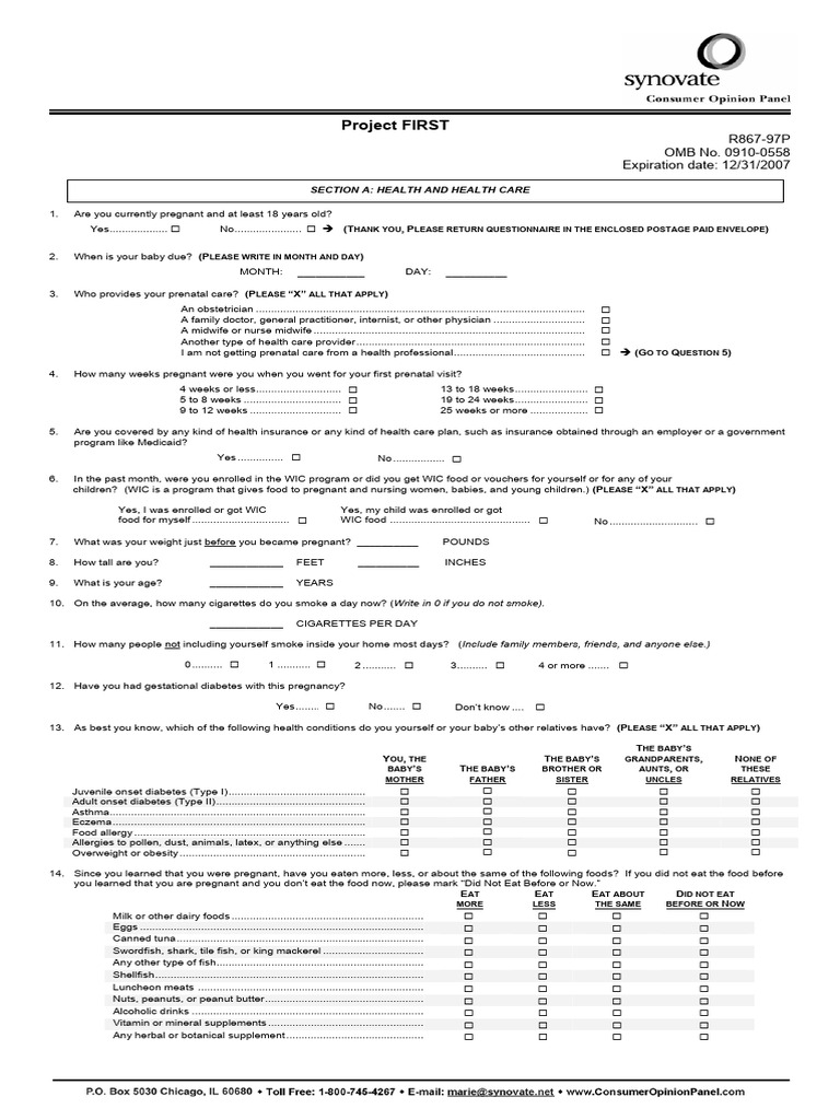 ifps2_PNQ_FIRST_Prenatal_Questionnaire | PDF | Breastfeeding | Infants