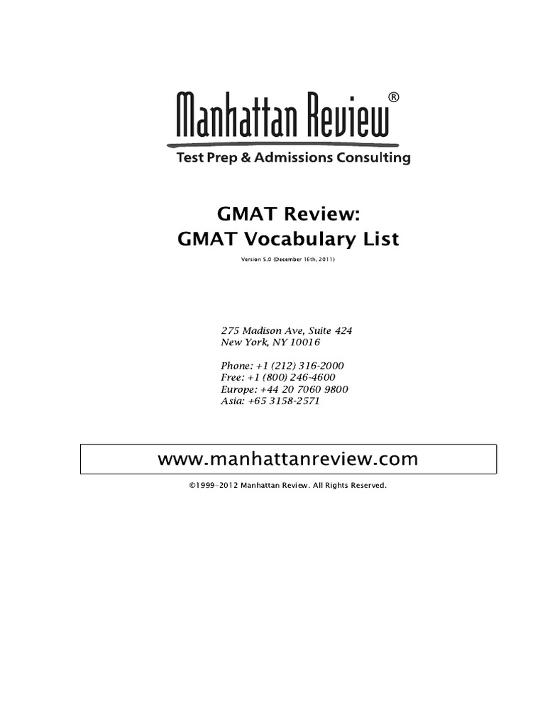 GMAT Vocabulary List | PDF
