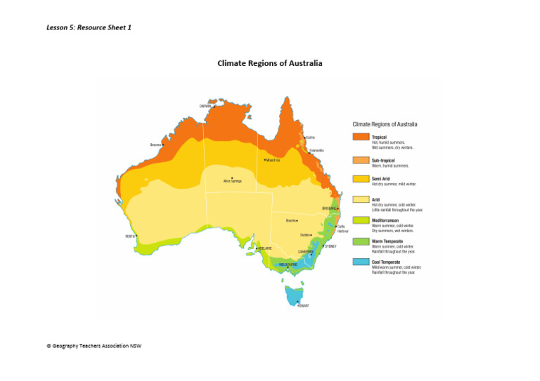Lesson 6 - Resource Sheet 6 (Australia's Climate Regions) | PDF