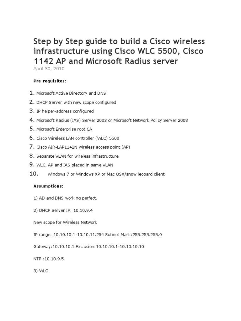 Step by Step Guide To Build A Cisco Wireless Infrastructure Using Cisco ...