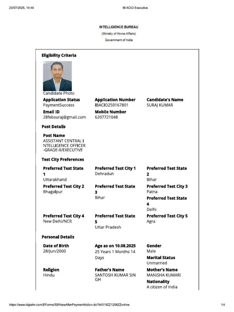 registration form IB | PDF