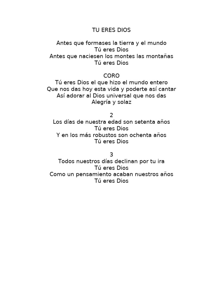 Tú Eres Dios: Letra y Reflexiones | PDF