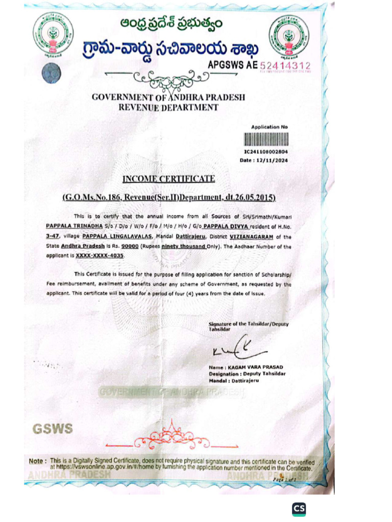 Income Certificate Compressed | PDF