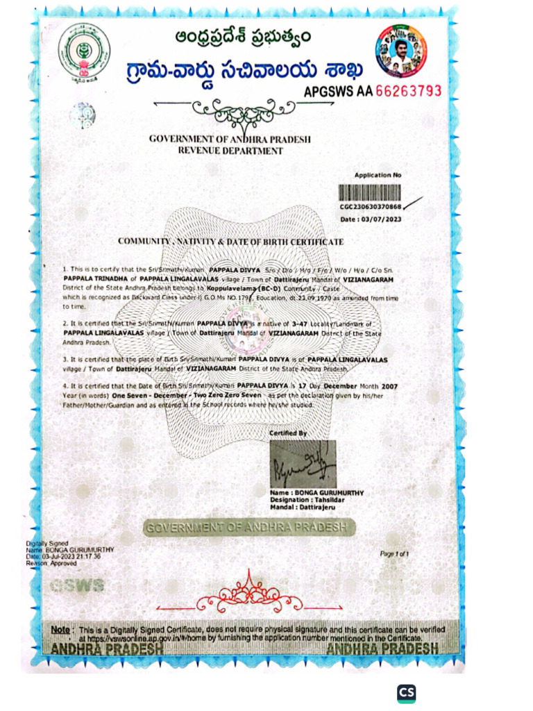 Caste Certificate | PDF