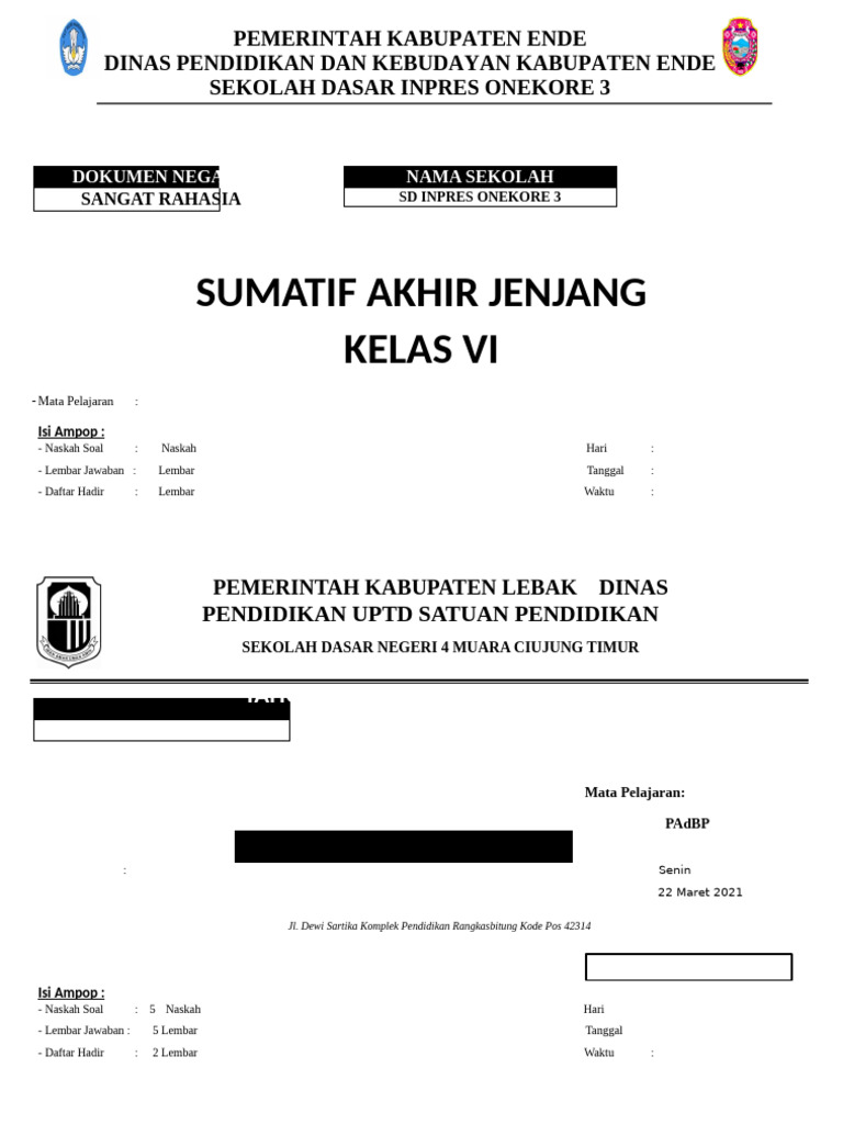 Amplop Naskah Ujian | PDF