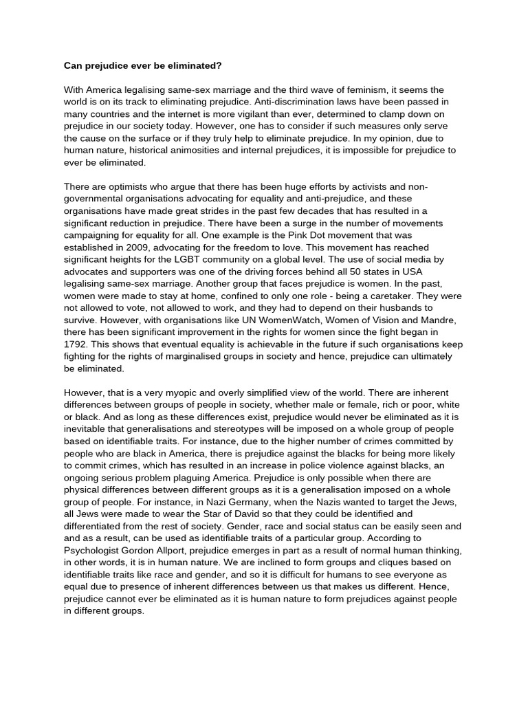 The Impossibility of Eliminating Prejudice | PDF | Prejudices | Justice