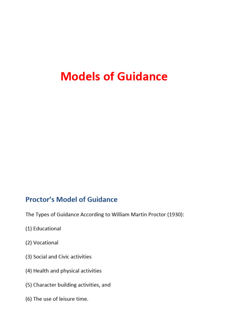 Guidance Models: Proctor & Hoyt Explained | PDF | Psychological ...