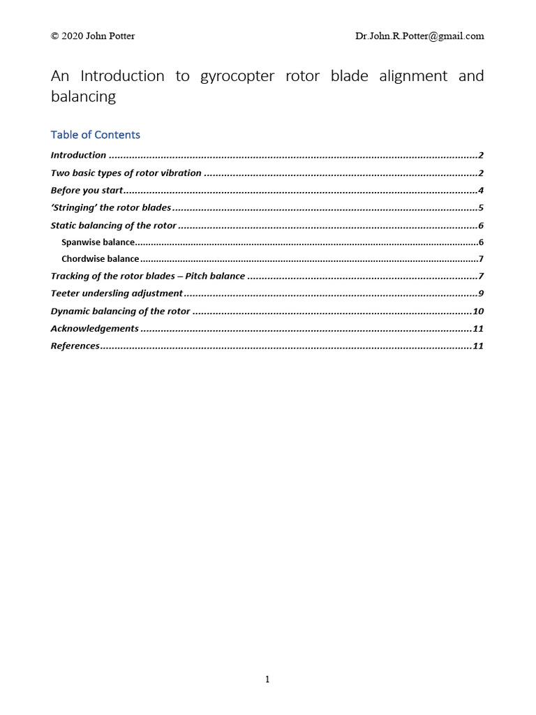Gyrocopter Rotor Blade Balancing Guide | PDF | Helicopter Rotor ...