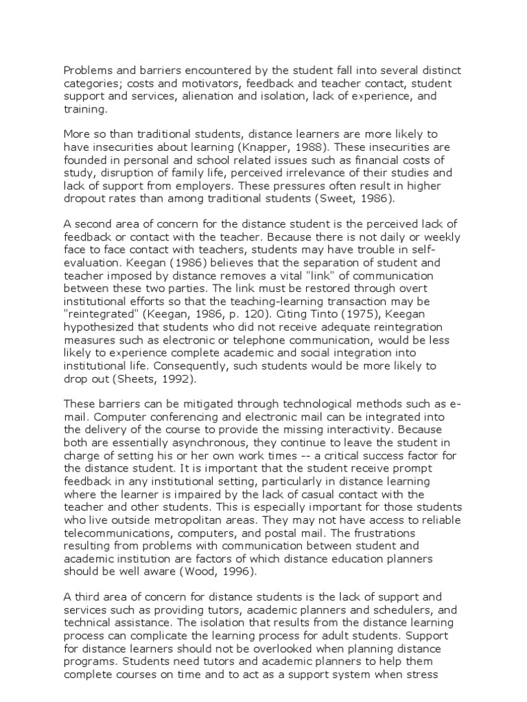 Challenges in Distance Learning | PDF | Distance Education | Learning