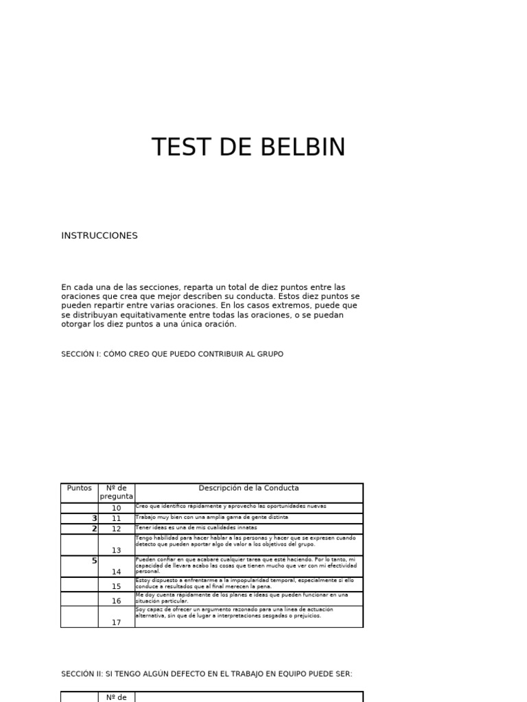 Apropament Rols Test Belbin | PDF | Comportamiento | Toma de decisiones