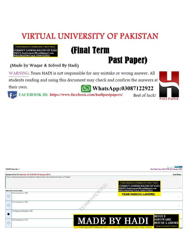 Pak301 Final Term File 6 Solved by Team Hadi | PDF