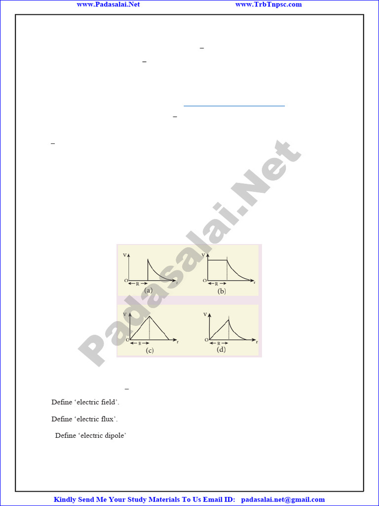 12th Physics Unit 1 Question Paper English Medium PDF Download | PDF | Electromagnetism ...