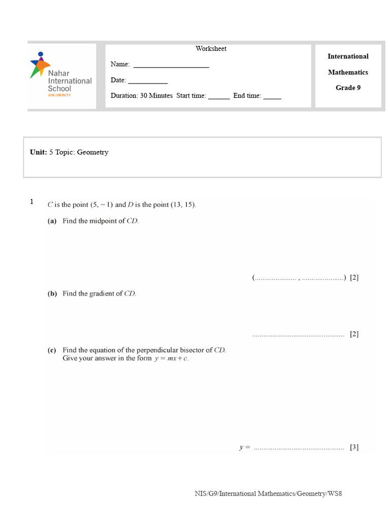 G9 Worksheet 8 Geomtery | PDF