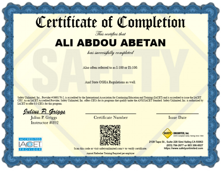 Ali Abetan OSHA ICS 100 Incident Command System Ali Abetan OSHA ...