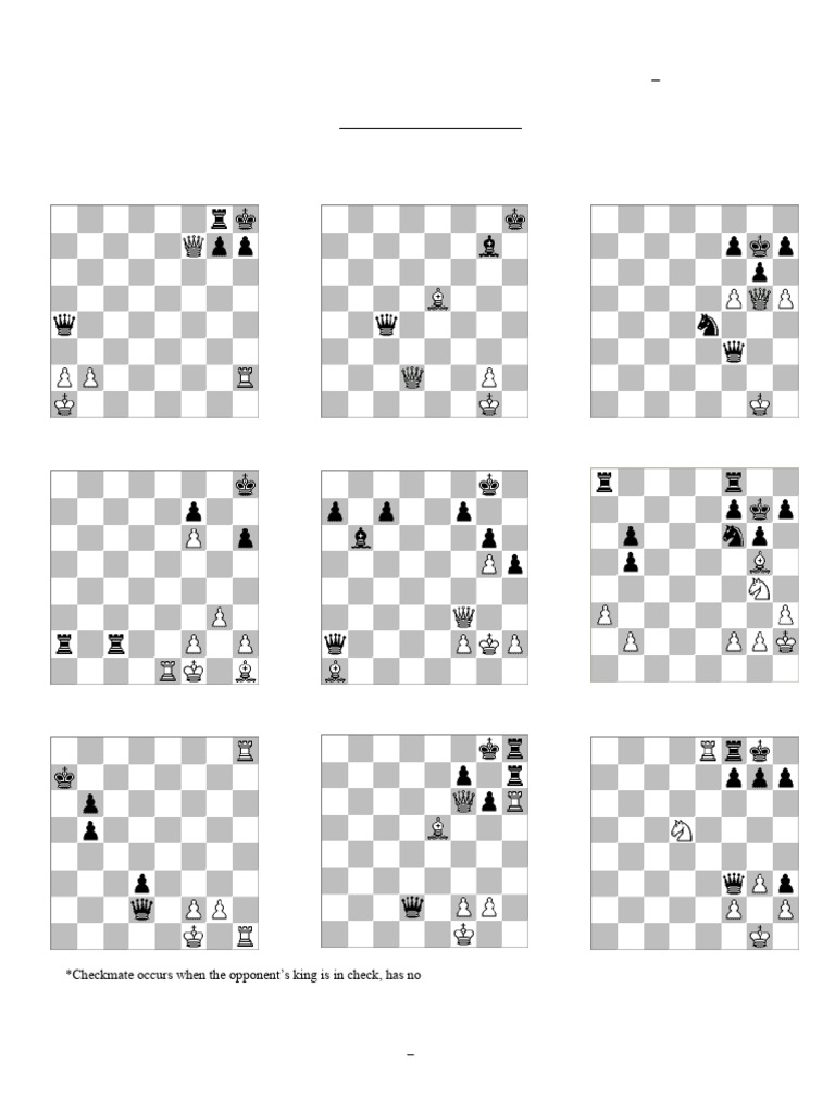 Two-Move Checkmate Puzzle Sheet | PDF