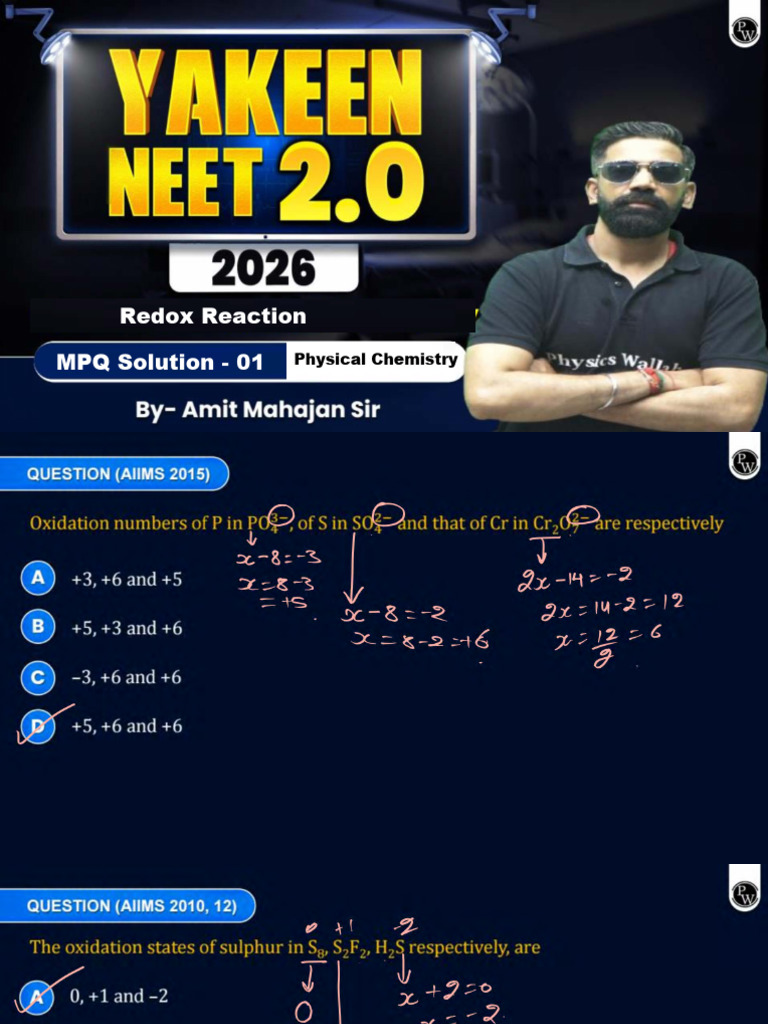 68556e9d8bfc6c9d028d8f06 - ## - Redox Reaction MPQ Solution 01 | PDF