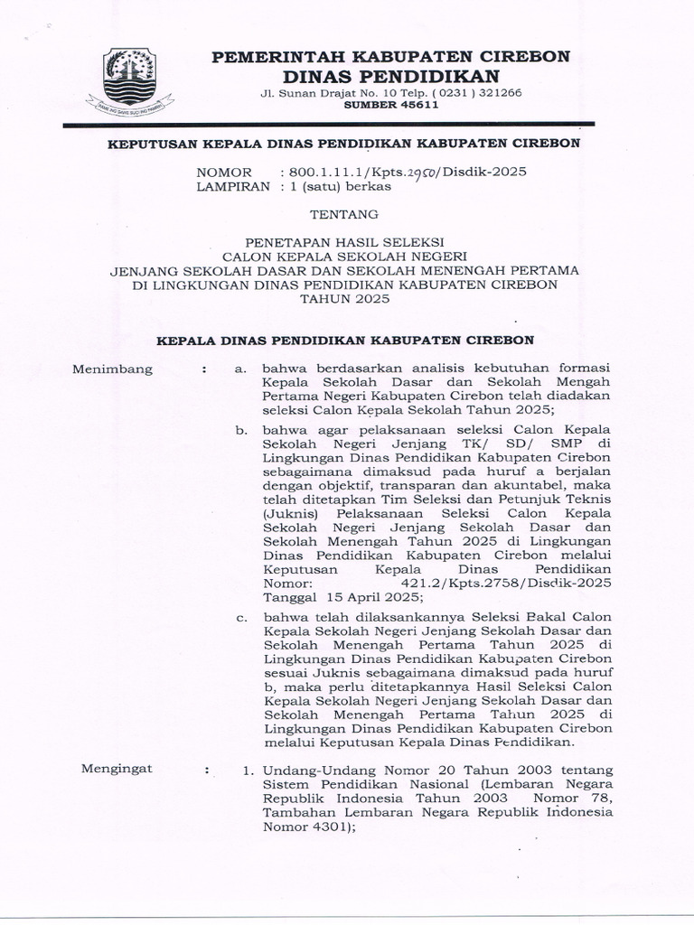 Sk Penetapan Cks 2025 | PDF