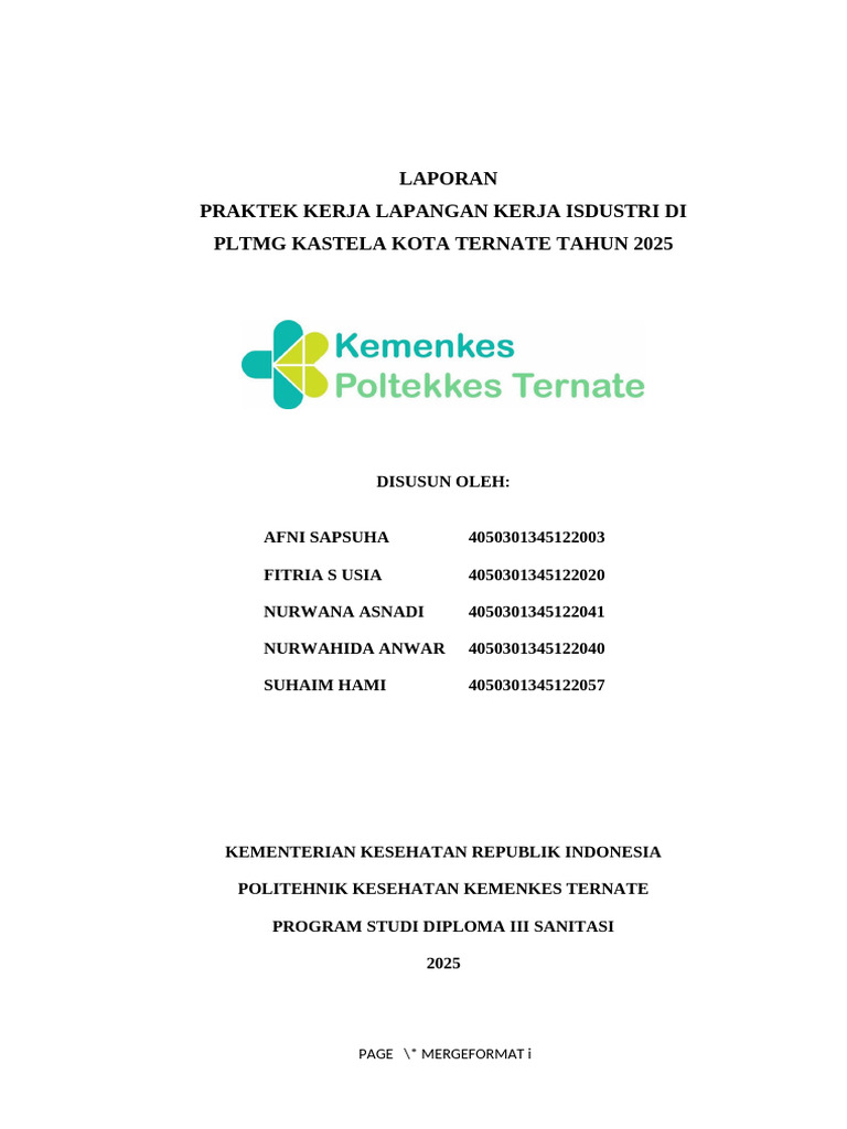 Praktek Kerja di PLTMG Kastela 2025 | PDF