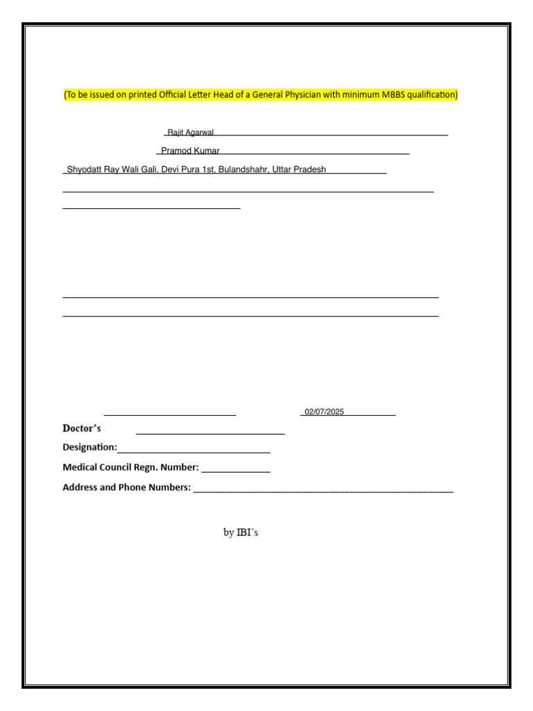 Medical Certificate Format Template | PDF