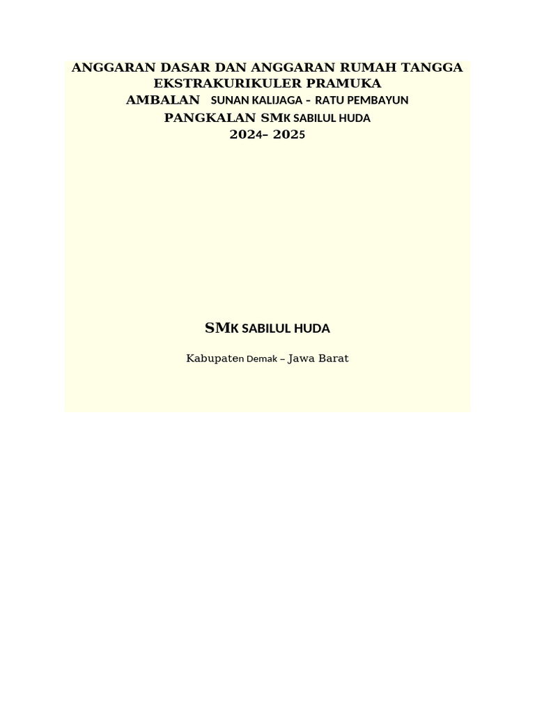 AD/ART Pramuka SMK Sabilul Huda 2025 | PDF