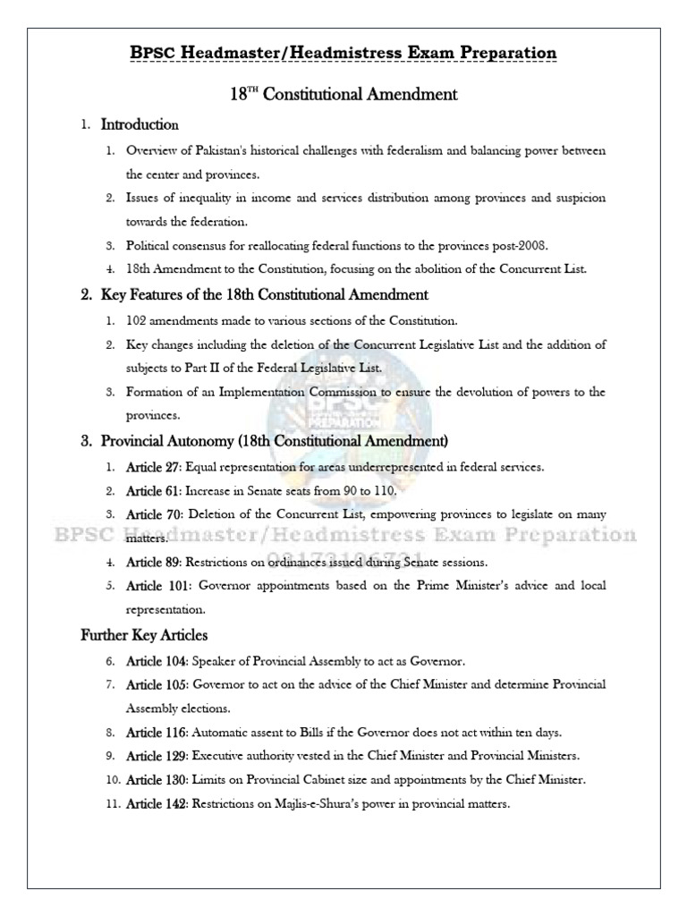 18th Constitutional Amendment | PDF | Governance | Government