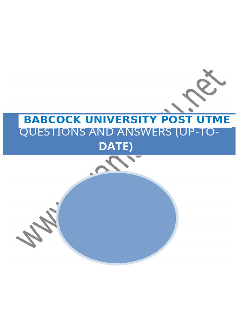 Babcock University Post Utme Past Questions and Answers (Latest Copy ...