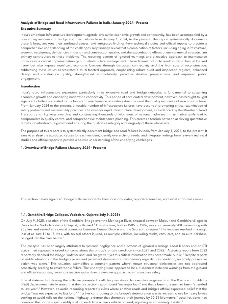 India_ 2024 Road, Bridge Failures | PDF | Flood | Infrastructure