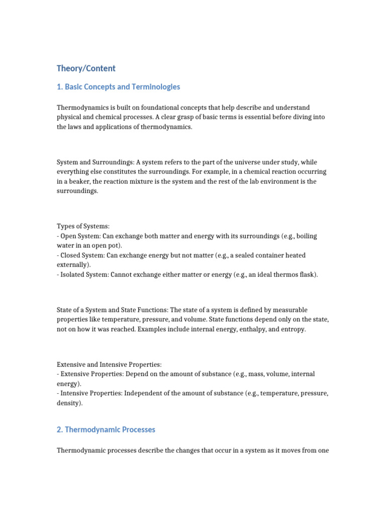 Thermodynamics Theory Part1 | PDF | Heat | Thermodynamics