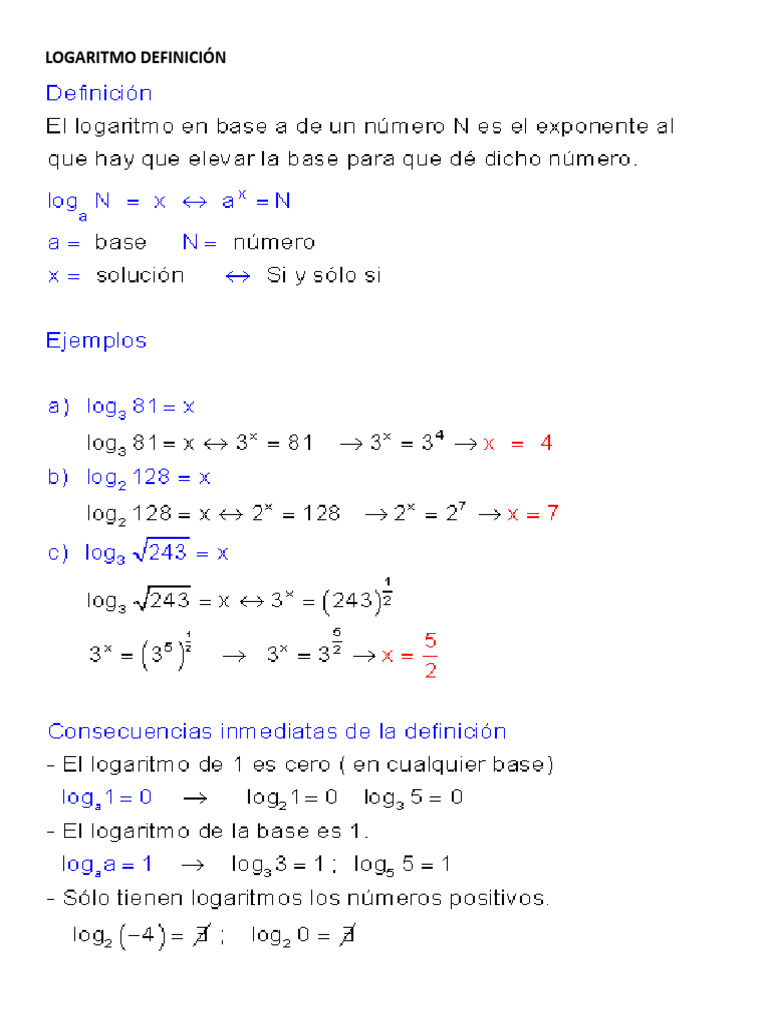 Apunte 3 - Logaritmo Definición y Propiedades | PDF