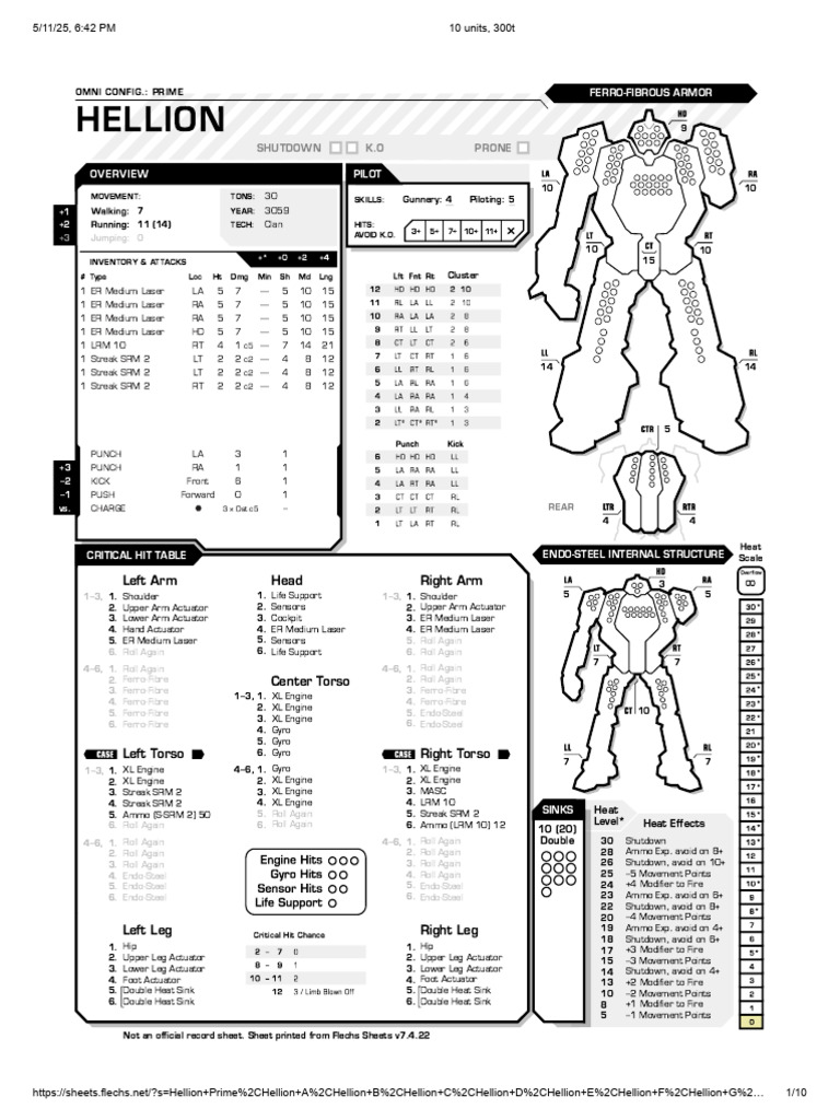 Hellion Mech Configuration Overview | PDF | Human Anatomy | Primate Anatomy