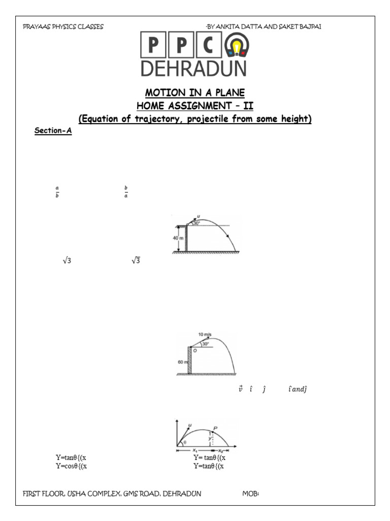 Projectile Motion and Trajectory Equations | PDF | Projectiles ...