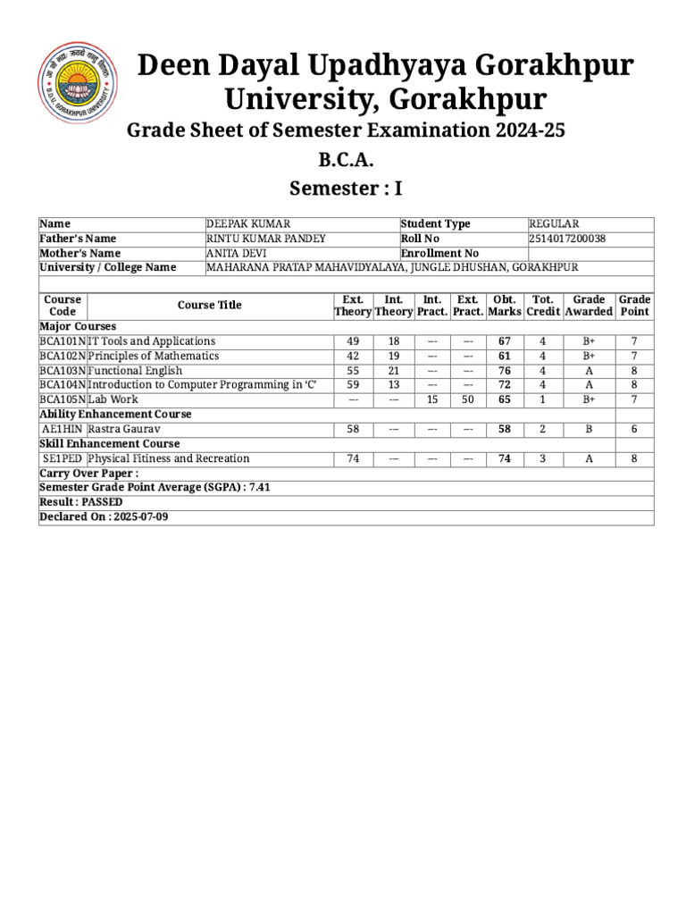 BCA Result | PDF