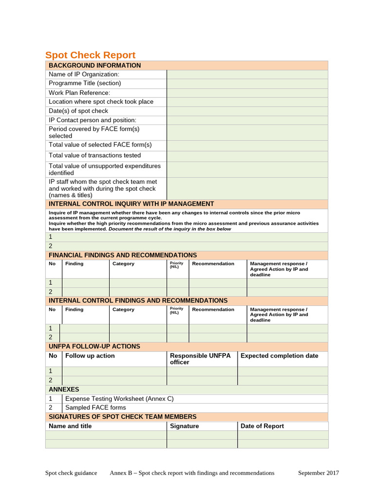 Spot Check Report Summary | PDF