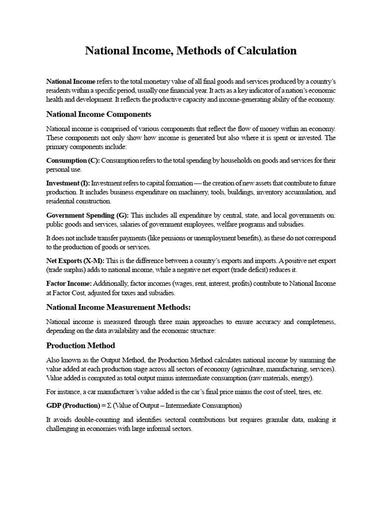 National Income - Measurement | PDF | Measures Of National Income And ...