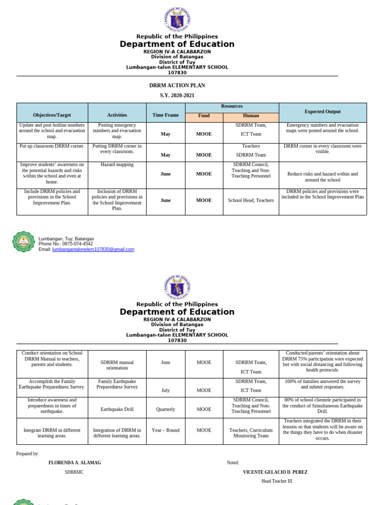 DRRM Action Plan 2022 2023 | PDF | Emergency Management | Educational ...