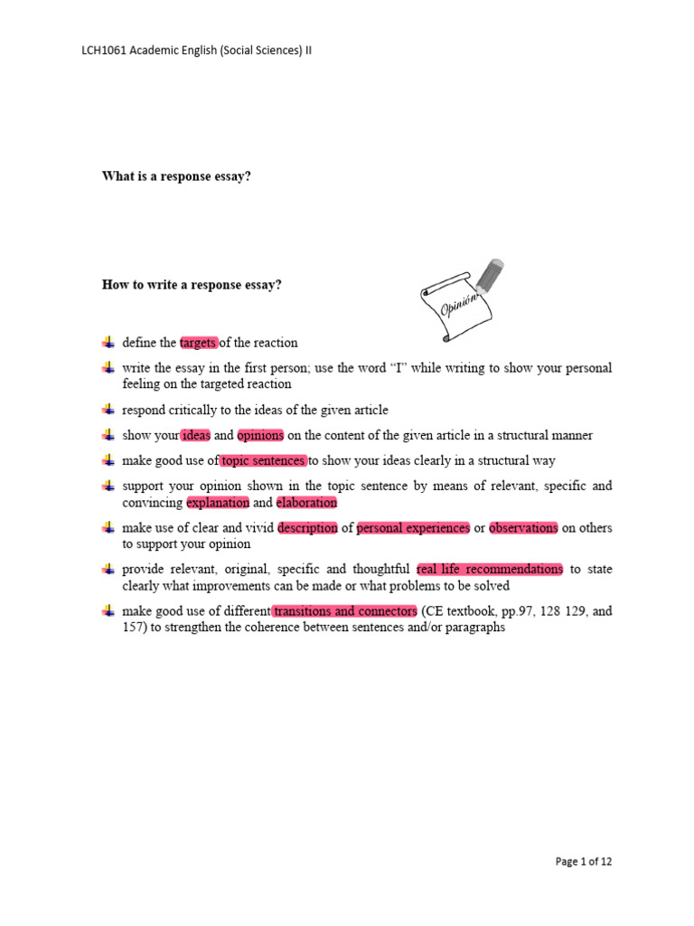 Response Essay Writing Guide | PDF | Essays | Sleep
