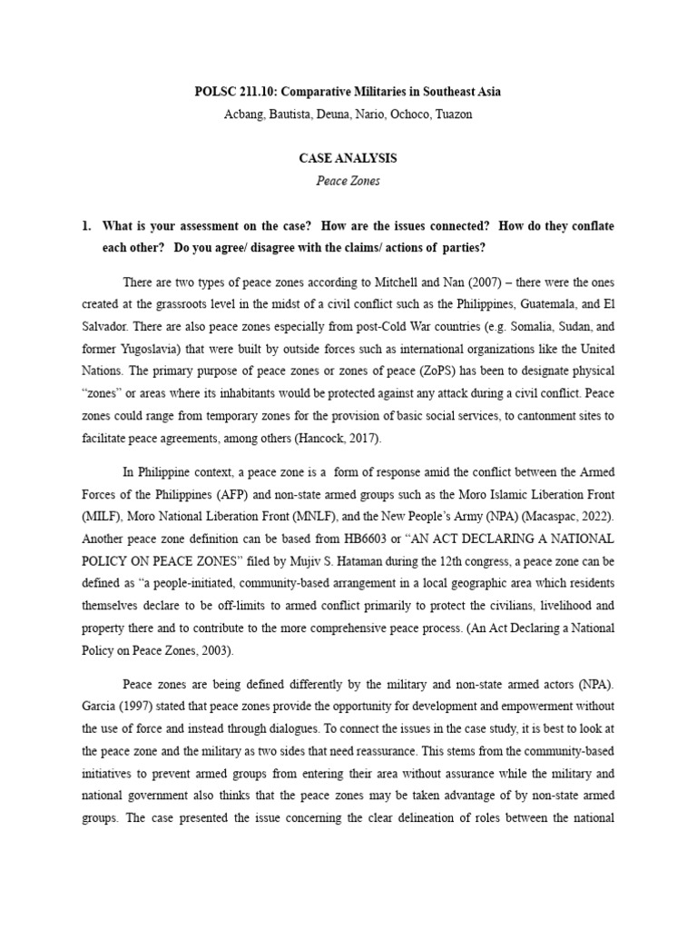 Peace Zones and Security in Southeast Asia | PDF | Peacebuilding | Military