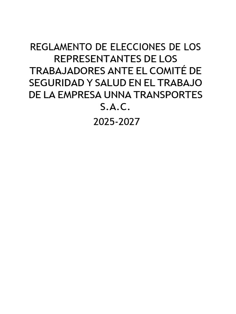 Reglamento Elecciones CSST 2025-2027 Linea 01 | PDF | Votación | Elecciones