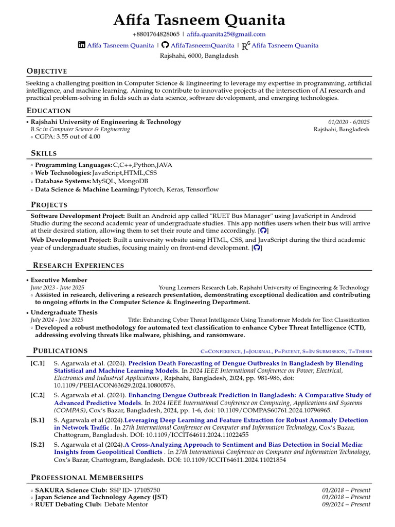 Afifa Tasneem Quanita RUET Business Intelligence Analyst | PDF | Computer Science | Machine Learning