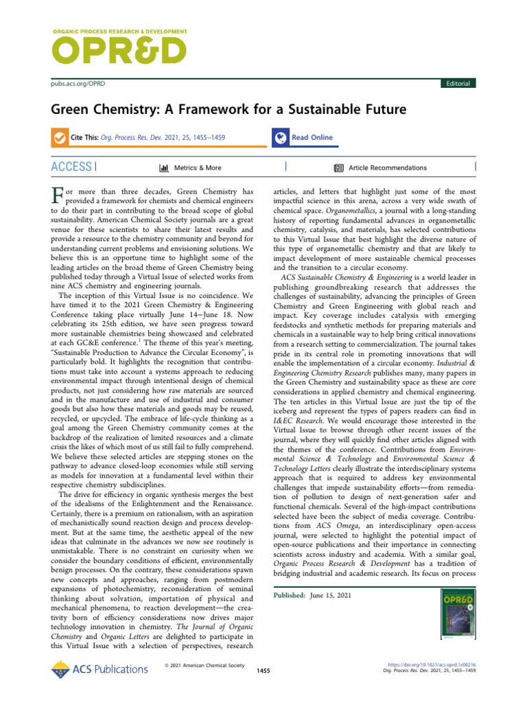 Green Chemistry for Sustainable Innovation | PDF | Green Chemistry ...