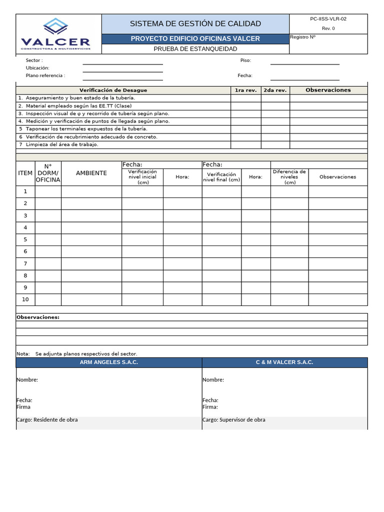 Protocolo de Calidad - Iiss - Desague (1) | PDF