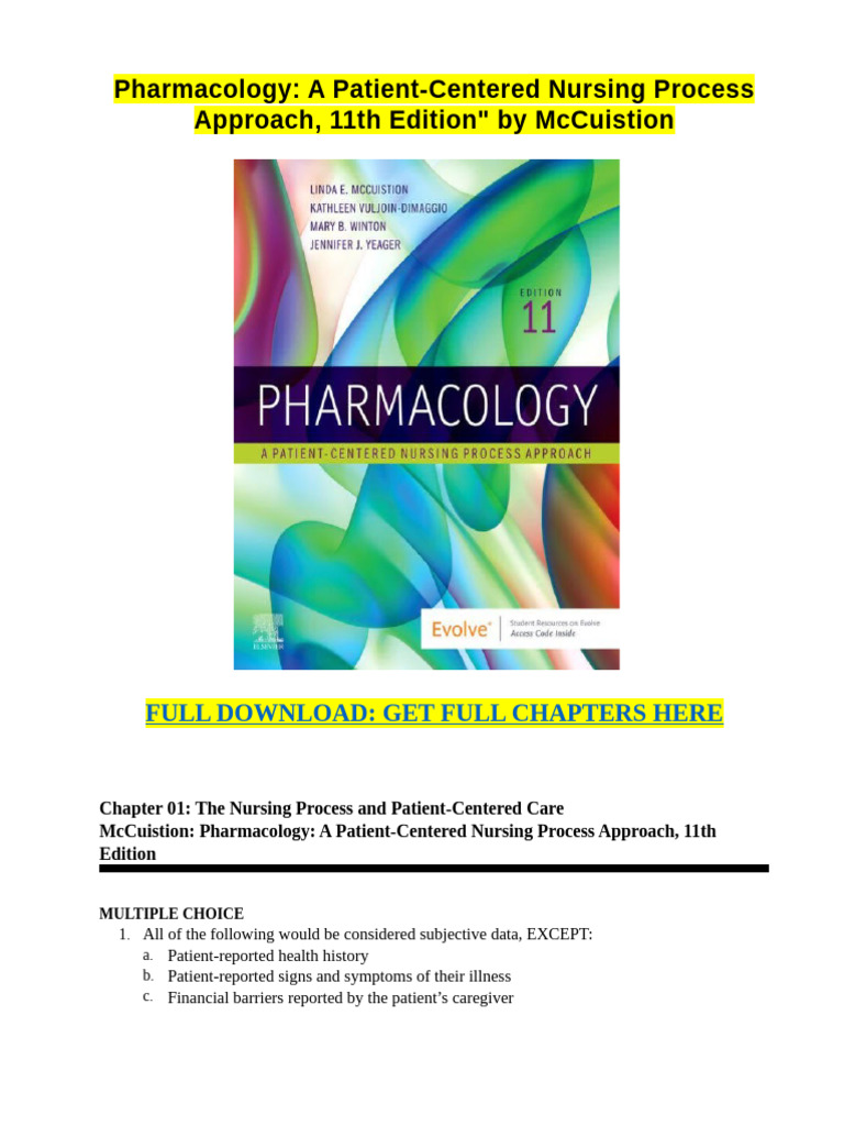 Pharmacology Nursing Process Overview | PDF | National Council ...