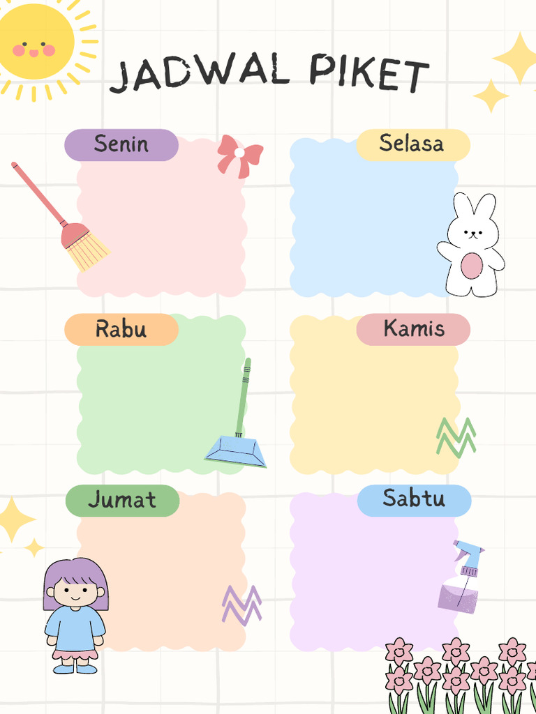 Biru Kuning Warna Wani Ilustratif Jadwal Piket PDF | PDF