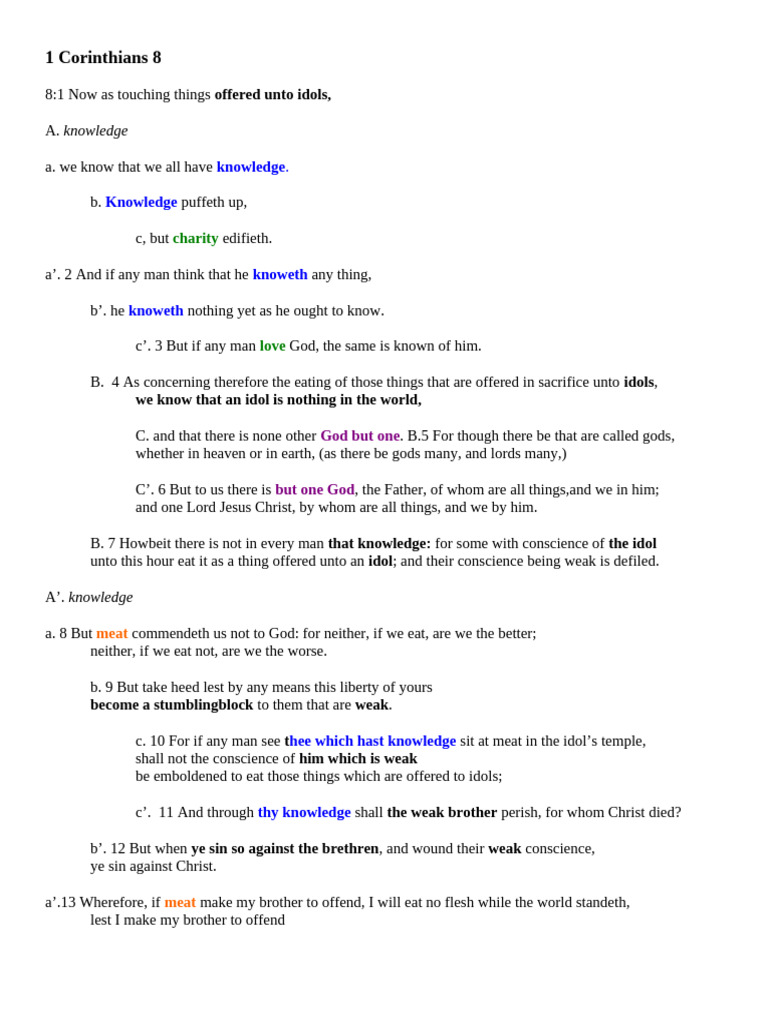 1cor 8 Chiasm | PDF