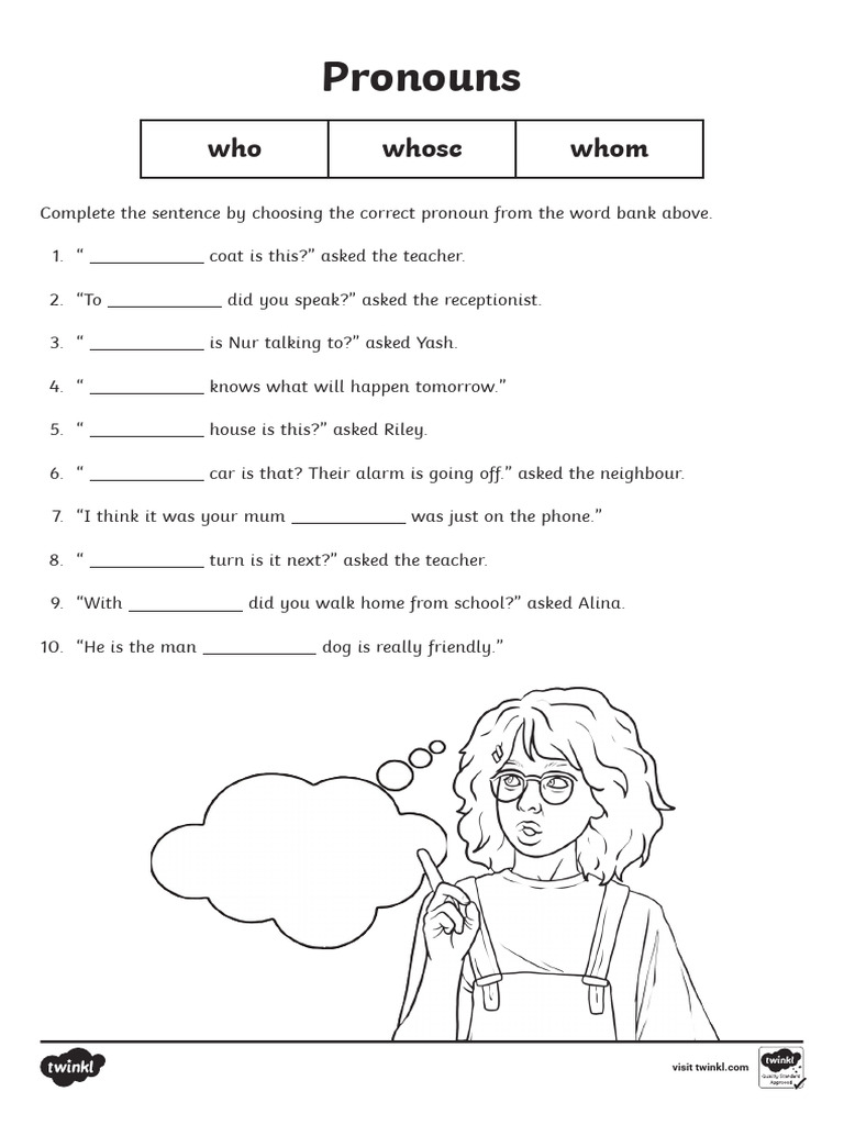 Who, Whom, Whose Exercises PDF | PDF