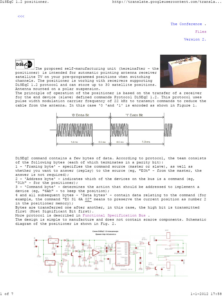 DiSEqC 1.2 positioner | PDF