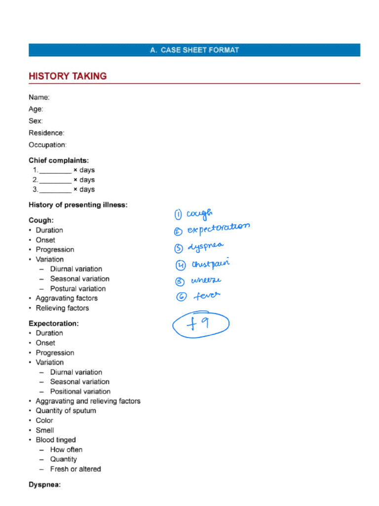 3 Respiratory System Case Sheet Format | PDF | Lung | Thorax
